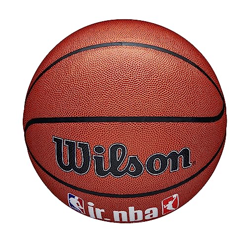 Wilson Basketball, Jr. NBA Family, Outdoor and Indoor, PureFeel Cover, Size: 6, White/Brown