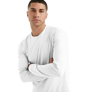 Hanes Originals Long Sleeve Cotton T-Shirt, Classic Crewneck Tee for Men, White, Large