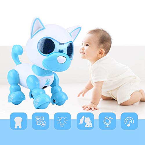 SPYMINNPOO Robot Dog Toy,Electronic Robot Dog Pet Toy Smart Kids Interactive Walking Sound Puppy with LED Light Educational Toy Gift Robot Dog Toy for Kids Children (Blue)