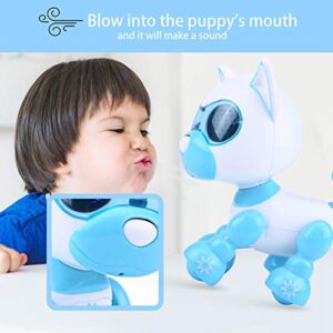 SPYMINNPOO Robot Dog Toy,Electronic Robot Dog Pet Toy Smart Kids Interactive Walking Sound Puppy with LED Light Educational Toy Gift Robot Dog Toy for Kids Children (Blue)