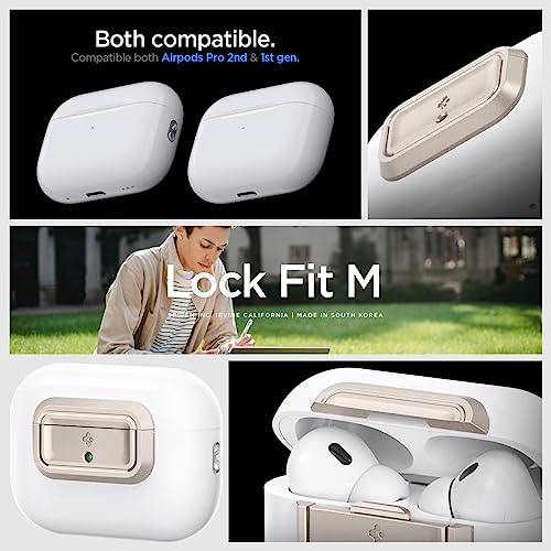 Spigen Lock Fit M [EZ FIT] Locking Device Compatible with AirPods Pro 2nd Generation/AirPods Pro Case Lock with Lanyard [Includes Installation Kit] - Starlight