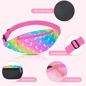 Fanny Pack for Kids Girls Waist Bag, Kids Belt Bag with Adjustable Belt for Sport Running Camping Trip Holiday Festival Party, 5-12 Years (Unicorn)