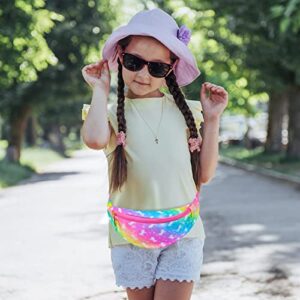 Fanny Pack for Kids Girls Waist Bag, Kids Belt Bag with Adjustable Belt for Sport Running Camping Trip Holiday Festival Party, 5-12 Years (Unicorn)