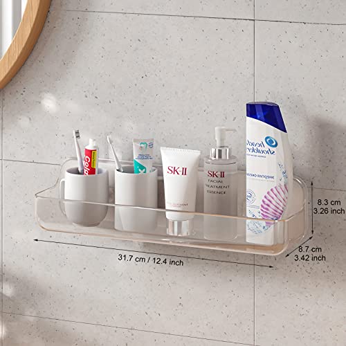 Diesisa Plastic Wall Mount Organizer, Adhesive Clear Acrylic Shelf, No Drilling Hang Walls, Adhesive Shelf with Self Adhesive Tape, for Bathroom, Pantry, Kitchen, Utility Room 12.4 * 3.42 * 3.26 inch