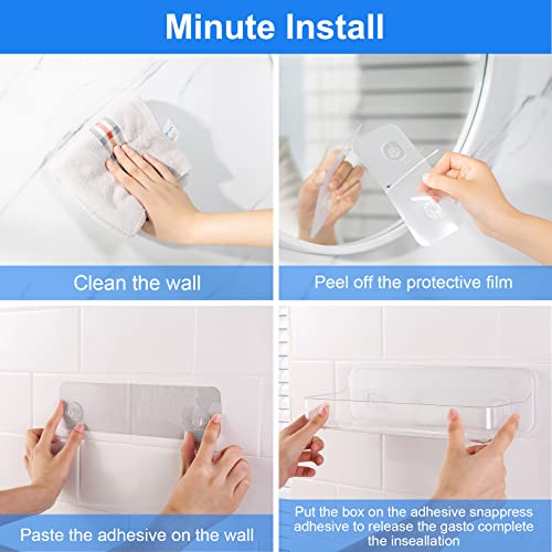 Diesisa Plastic Wall Mount Organizer, Adhesive Clear Acrylic Shelf, No Drilling Hang Walls, Adhesive Shelf with Self Adhesive Tape, for Bathroom, Pantry, Kitchen, Utility Room 12.4 * 3.42 * 3.26 inch