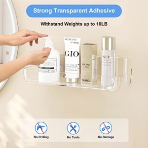 Diesisa Plastic Wall Mount Organizer, Adhesive Clear Acrylic Shelf, No Drilling Hang Walls, Adhesive Shelf with Self Adhesive Tape, for Bathroom, Pantry, Kitchen, Utility Room 12.4 * 3.42 * 3.26 inch