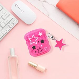 Mainrenka Cute Kawaii AirPod 2nd 1st Generation Case Pink Stars Aesthetic Design Compatible with Airpod Gen 2 & 1 Case for Girls and Women