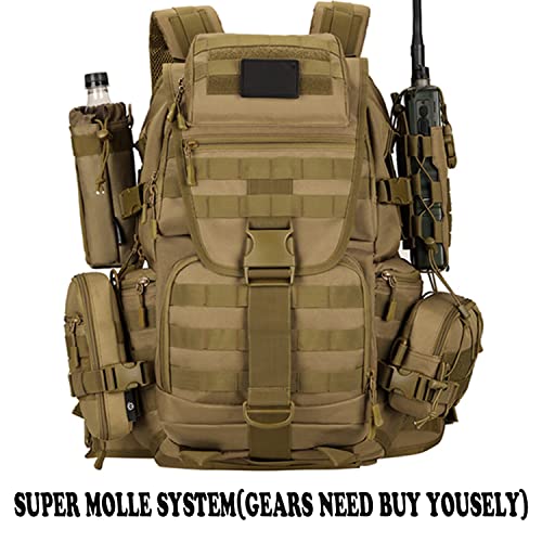 outdoor plus Extra Large Camping Backpack For Men, Military Molle Hiking 2 Daypack 50L Waterproof Backpacking Rucksack