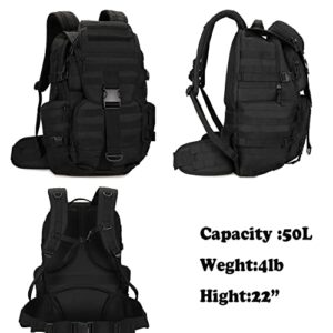 outdoor plus Extra Large Camping Backpack For Men, Military Molle Hiking 2 Daypack 50L Waterproof Backpacking Rucksack