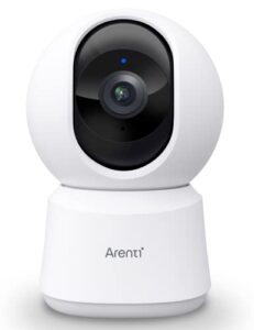 arenti 5ghz wifi security camera indoor, 4mp plug-in pet dog camera with phone app, baby home cam 2.4g/5g dual-band, ai motion detection, auto tracking, 2-way talk, night vision, works with alexa