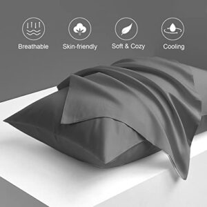 Cobnom Mulberry Silk Pillowcase for Hair and Skin Health, 2 PCS 600 Thread Count Breathable Pillow Cases, Soft Queen Smooth Pillowcase with Hidden Zipper Closure for Sleeping (20"X 30", Gray)