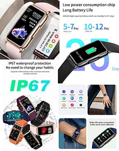 FORSINING Smart Watch Heart Rate Blood Oxygen Monitor 1.47" for Women Men Speed Measurement Sleep Tracker IP67 Waterproof for Android iOS Phones, Black Black