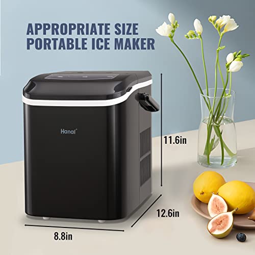 Ice Maker Countertop Portable Ice Maker 9 Cubes Ready in 7-8Mins, 26.5lbs in 24Hours, Ice Maker Machine with Ice Scoop and Basket, Electric Ice Maker Countertop for Home Kitchen Bar Party Black