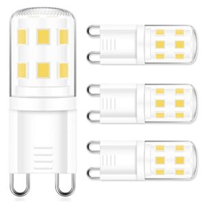 marxlait 4 pack g9 led bulb, 40 watt halogen replacement, daylight white 6000k, non-dimmable t4 led bulb, g9 bi pin base, 120v small light bulbs for chandelier, bathroom vanity light fixture