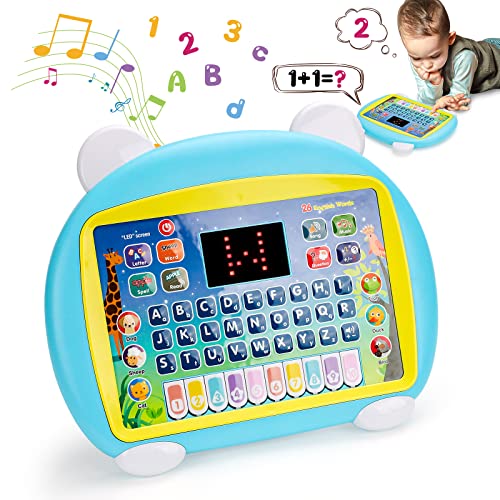 Toddler Educational Tablet Sensory Toys for Boys Age 2-4, Kids Preschool Learning Activities Games Electric Interactive Laptop with Read Spell & Talking Mode for Autism Children Birthday Presents