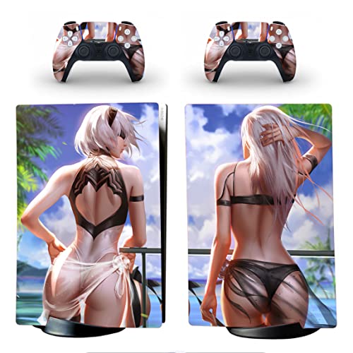 Vanknight PS5 Digital Edition Console Controllers Cover Anime Girl Skin Decals Stickers for PS5 Digital Console Hot Girl