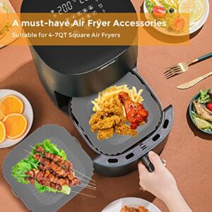 Square Air Fryer Liners Silicone, 8 IN 4 to 7 QT Food Grade Reusable Heat Resistant Silicone Air fryer Bowls Inserts Baskets Pots Accessories for COSORI Instant Vortex Air Fryer Oven Microwave