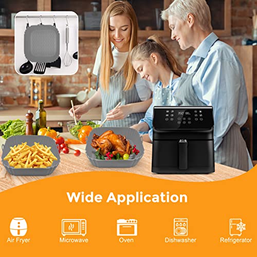 Square Air Fryer Liners Silicone, 8 IN 4 to 7 QT Food Grade Reusable Heat Resistant Silicone Air fryer Bowls Inserts Baskets Pots Accessories for COSORI Instant Vortex Air Fryer Oven Microwave