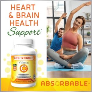 ABSORBABLE Vitamin C 500 mg with Rose Hip and 6 Natural Vitamin C Sources, Science Backed Proprietary Blend 60 Tablets