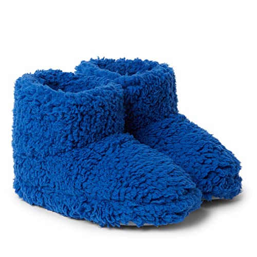 Dearfoams Tate Washable Fuzzy Bootie Slipper, Olympic Blue, 13 US Unisex Big Kid