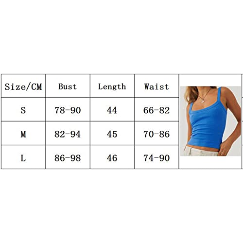 Women Ribbed Knit Sleeveless Crop Top Scoop Neck Slim Fit Cami Top Y2k Summer Basic Tank Top (A Black, S)