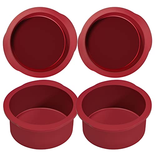 Nalchios 4 inch Silicone Round Cake Pans Set of 4, Non-stick Easy Releasing Mini Cake Pans, Flexible BPA Free Silicone Baking Mold Pans for Layer Cake, Mini Cake Pizza, Cheese Cake, Chocolate Cake