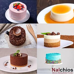 Nalchios 4 inch Silicone Round Cake Pans Set of 4, Non-stick Easy Releasing Mini Cake Pans, Flexible BPA Free Silicone Baking Mold Pans for Layer Cake, Mini Cake Pizza, Cheese Cake, Chocolate Cake