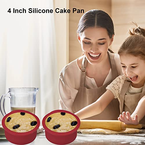 Nalchios 4 inch Silicone Round Cake Pans Set of 4, Non-stick Easy Releasing Mini Cake Pans, Flexible BPA Free Silicone Baking Mold Pans for Layer Cake, Mini Cake Pizza, Cheese Cake, Chocolate Cake