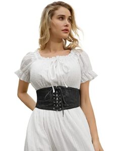 scarlet darkness women's elastic corset waist cincher belt lace renaissance pirate belts black m