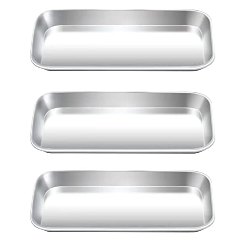 Yzurbu 3pcs Metal Tray, Stainless Steel Tray for Tattoo Supplies, Resin, Bathroom, Lab Instrument