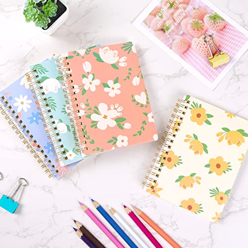 EOOUT 4 Pack Mini Spiral Notebook, A6 Cute Pocket Notebooks, Aesthetic Notebook, Small Journal Ruled Memo Notepad for School for Women for Travel for Kids