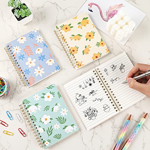 EOOUT 4 Pack Mini Spiral Notebook, A6 Cute Pocket Notebooks, Aesthetic Notebook, Small Journal Ruled Memo Notepad for School for Women for Travel for Kids