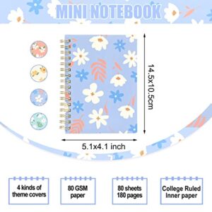 EOOUT 4 Pack Mini Spiral Notebook, A6 Cute Pocket Notebooks, Aesthetic Notebook, Small Journal Ruled Memo Notepad for School for Women for Travel for Kids