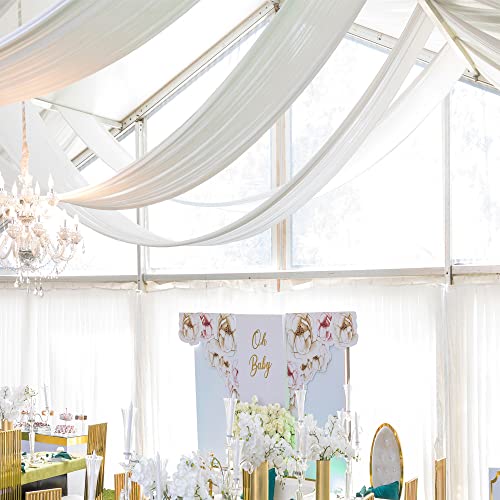 Wedding Ceiling Drapes for Party 6 Panels 5ftx15ft Chiffon Fabric Arch Ceiling Draping Kit Sheer Backdrop Curtains for Wedding Ceremony Reception Banquet Halls Decorations