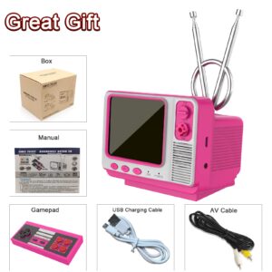 E-MODS GAMING Retro Games Console GV300S Mini TV Style 308 Video Games Player with Handheld Gamepad & AV Output - 3.0 Inch Screen Electronic Games Machine Xmas Gift for Kids Adults (Pink)