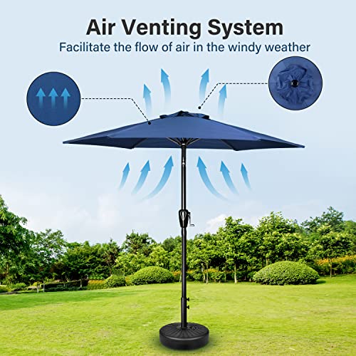 Simple Deluxe 7.5ft Patio Umbrella Outdoor Table Market Yard Umbrella with Push Button Tilt/Crank, 6 Sturdy Ribs for Garden, Deck, Backyard, Pool, Blue