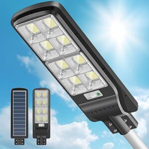 wywna solar street lights outdoor waterproof- 1000w solar parking lot lights, 100000lm 6500k led solar powered street light dusk to dawn solar street light remote control for garage, walkway, road