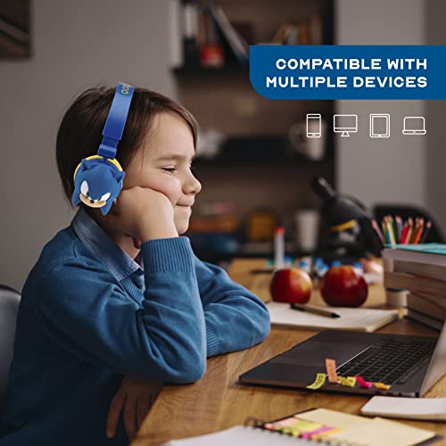 Sonic The Hedgehog Over-Ear Headphones for Kids - Adjustable Headband, Stereo Sound, Tangle-Free Cable, Volume Control, and 3.5mm Jack - Perfect for School, Home, and Travel