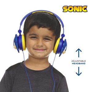 Sonic The Hedgehog Over-Ear Headphones for Kids - Adjustable Headband, Stereo Sound, Tangle-Free Cable, Volume Control, and 3.5mm Jack - Perfect for School, Home, and Travel