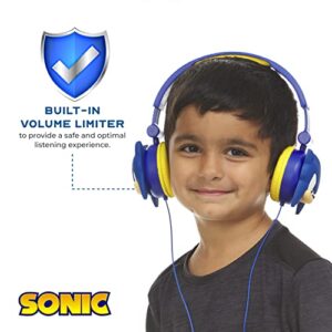 Sonic The Hedgehog Over-Ear Headphones for Kids - Adjustable Headband, Stereo Sound, Tangle-Free Cable, Volume Control, and 3.5mm Jack - Perfect for School, Home, and Travel