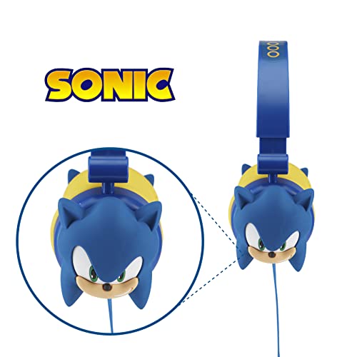 Sonic The Hedgehog Over-Ear Headphones for Kids - Adjustable Headband, Stereo Sound, Tangle-Free Cable, Volume Control, and 3.5mm Jack - Perfect for School, Home, and Travel