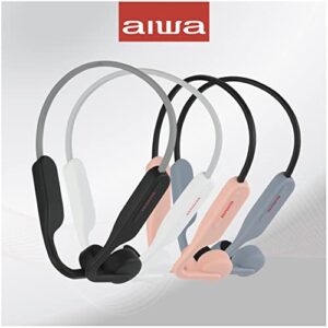 Aiwa Bone Conducting Wireless Headphones - Open-Ear Wireless Bluetooth 5.0 Sports Headphones, 6 Hours Playtime, IPX5 Waterproof Earphones for Gym, Running, Hiking, and Cycling, Black