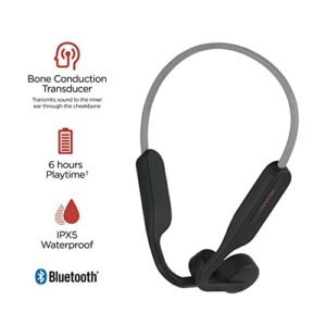 Aiwa Bone Conducting Wireless Headphones - Open-Ear Wireless Bluetooth 5.0 Sports Headphones, 6 Hours Playtime, IPX5 Waterproof Earphones for Gym, Running, Hiking, and Cycling, Black