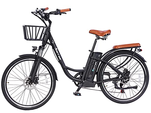 NARRAK Electric Bicycles, 350W Brushless Motor, 36V10Ah Removable Battery, Large M5 Display, 26" City e-Bike Step-Thru Frame, 20Mph Max Speed, Mountain e-Bike, for Adults (Black Color)