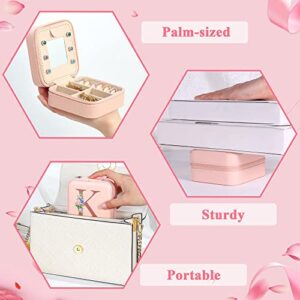 Yesteel Mini Travel Jewelry Case Jewelry Box Jewelry Organizer, Birthday Pink Gifts for Women Mom Grandma Friends Sister in Law Gifts Letter K