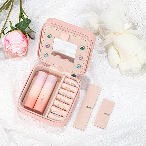 Yesteel Mini Travel Jewelry Case Jewelry Box Jewelry Organizer, Birthday Pink Gifts for Women Mom Grandma Friends Sister in Law Gifts Letter K