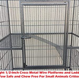 54" Deluxe Large Wrought Iron 4-Level Tight 1/2-inch Bar Spacing for Ferret Chinchilla Sugar Glider Mice Rat Cage with Removable Rolling Stand