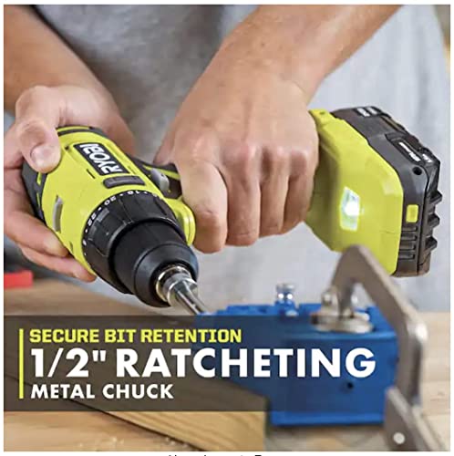 RYOBI ONE+ 18V Cordless 1/2 in. Drill/Driver (Tool Only) PCL206B (Renewed), Black Green