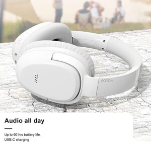 Eonome-Active-Noise-Cancelling-Headphones - S3 ANC Headphones - Hybrid Wireless Over-Ear Bluetooth Headphones with Mic,Multiple Modes,40H Playtime,Comfortable Protein Earcups(White)