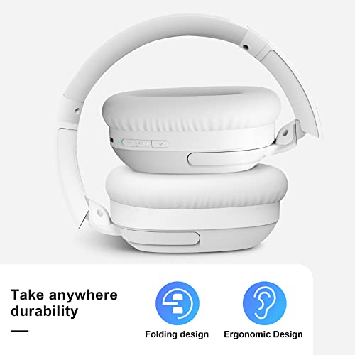 Eonome-Active-Noise-Cancelling-Headphones - S3 ANC Headphones - Hybrid Wireless Over-Ear Bluetooth Headphones with Mic,Multiple Modes,40H Playtime,Comfortable Protein Earcups(White)